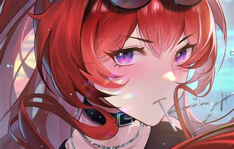 Wallpaper Girl Red Hair Long Hair Anime Beautiful Pretty Face