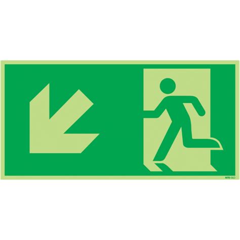 Nite Glo Exit Arrow Down Left Symbol Sign