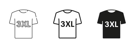 T Shirt Size Black Silhouette And Line Icons Set Human Clothing 3xl