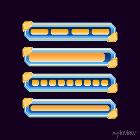 Set Of Glossy Diamond Texture Game Ui Loading Progress Bar In Posters For The Wall • Posters