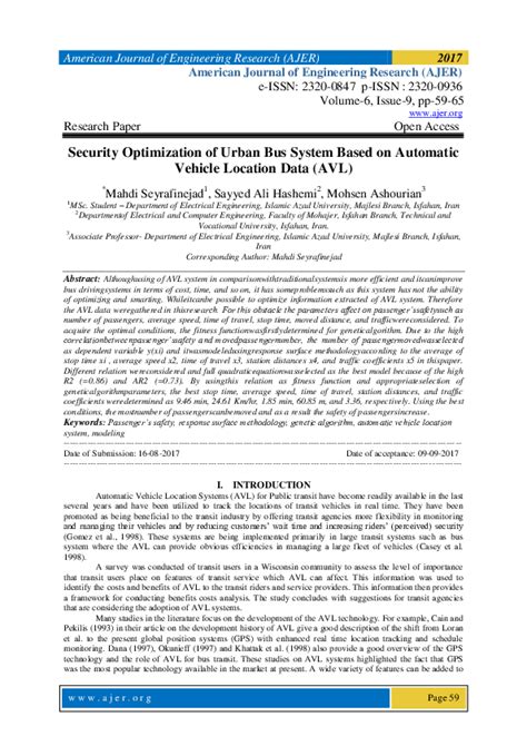 Pdf Security Optimization Of Urban Bus System Based On Automatic Vehicle Location Data Avl