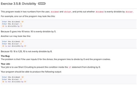 solved exercise 3 5 8 divisibility 6 points this program