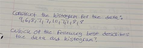 Solved Construct The Histogram For The Data 9618717 10