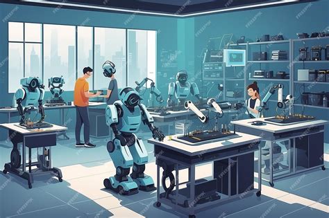 Premium Photo Robotics Lab Corner Vector Flat Style Illustration