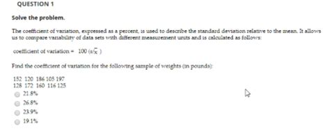 Solved QUESTION Solve The Problem The Coefficient Of Chegg