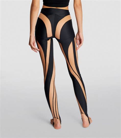 Womens Mugler Black Sheer Swirl Leggings Harrods Uk