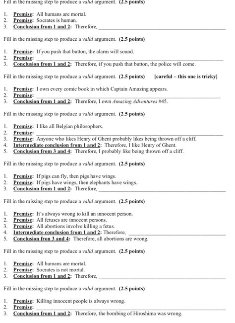 Solved Fill In The Missing Step To Produce A Valid Argument