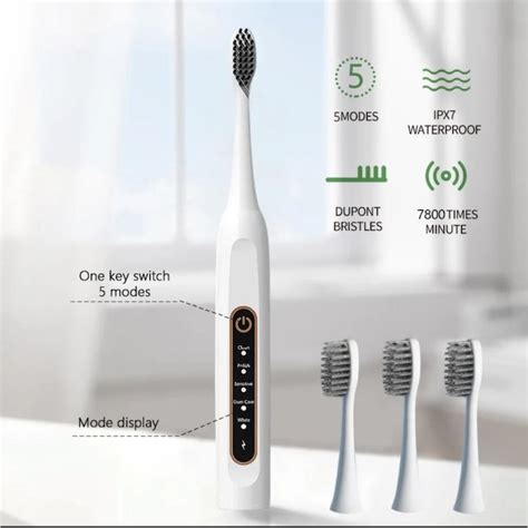 Звукова акумулаторна електрическа четка за зъби 4 глави за четки четки Dupont 20 000 вибрации