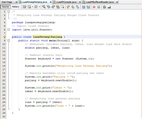 Menghitung Luas Persegi Panjang Dengan Java Menggunakan Class Scanner