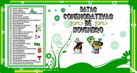 Escola Classe Do Sria Datas Comemorativas De Novembro