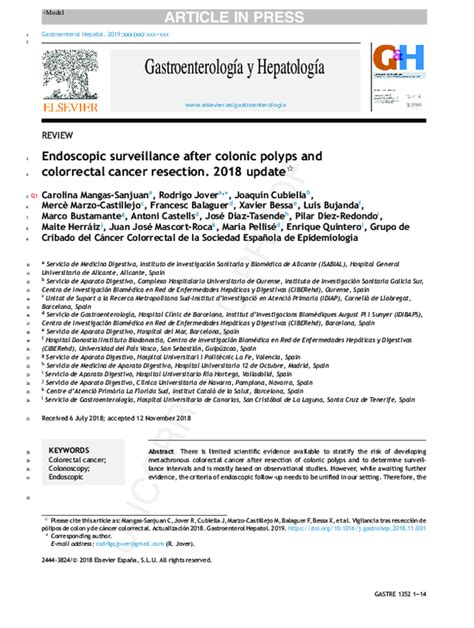 Pdf Endoscopic Surveillance After Colonic Polyps And Colorrectal Cancer Resection 2018 Update