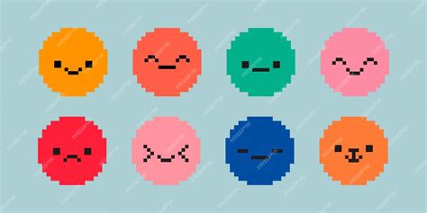 Premium Vector Pixel Face Set Various Pixel Art Faces Happy And Sad 8bit Acid Style Pixelated