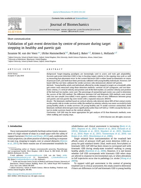 Validation Of Gait Event Detection By Centre Of Pressure D 2018 Journal