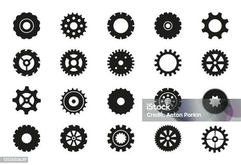 블랙 머신 기어 세트 흰색 배경에 격리 된 변속기 톱니 바퀴와 기어 아이콘 톱니바퀴 와 톱니 바퀴 컬렉션 기어의 다양한 디자인 요소 벡터 일러스트레이션 검은색에 대한 스톡
