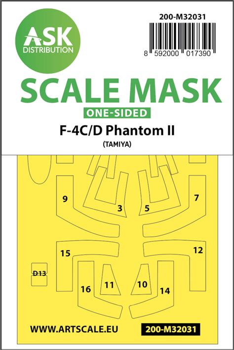 Art Scale Kit 200 M32031 Masking Set Usaf F4c D Phantom Canopy An