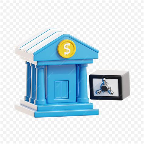 Premium Psd 3d Bank Building With Vault Symbolizing Financial Security Savings And Investment