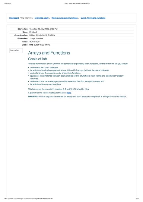 Quiz3 Arrays And Functions Attempt Review Dashboard My Courses