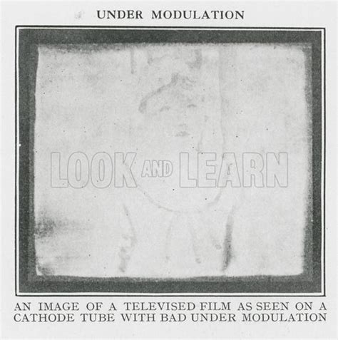 Televised Film Images On A Cathode Ray Tube Showing Under Stock Image