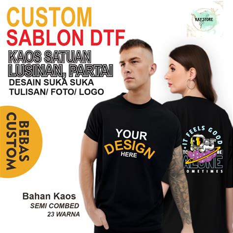 Jual SATU HARI JADI KAOS CUSTOM DEWASA SABLON BAJU KAOS SATUAN CUSTOM BAJU DESAIN SUKA