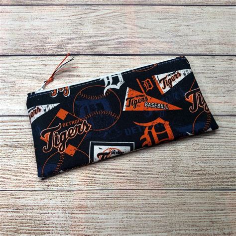 Zipper Pouch Detroit Tigers Mlb Pencil Case Accessory Bag Reusable