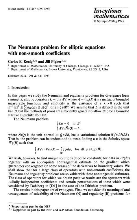 Pdf The Neumann Problem For Elliptic Equations With Nonsmooth Coefficients Ii
