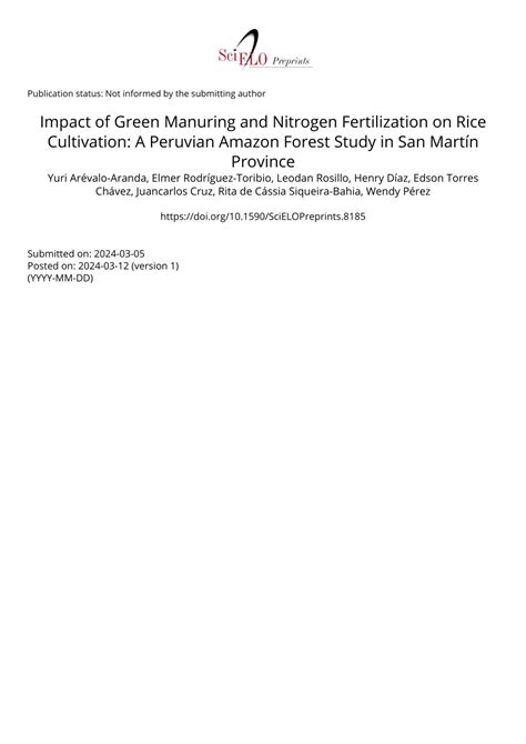 Pdf Impact Of Green Manuring And Nitrogen Fertilization On Rice