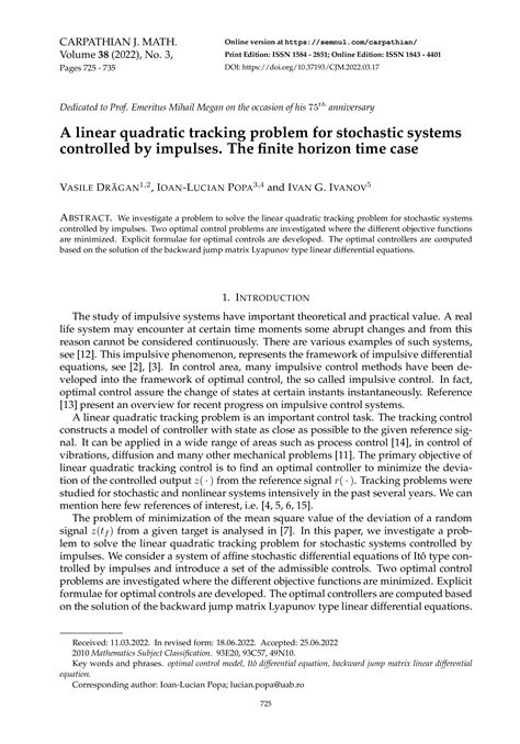 A Linear Quadratic Tracking Problem For Stochastic Systems Controlled By Impulses The Finite