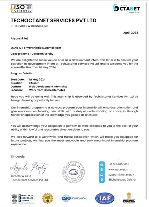 Priyanshi Raj On Linkedin Internshipjourney Webdevelopmemt