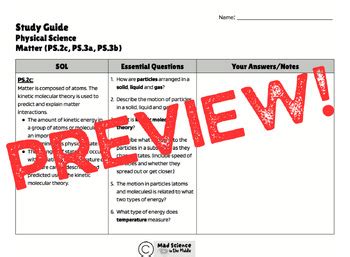 Study Guide Review Matter VA SOLs PS C PS A PS B TPT