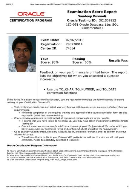 Sql Cert Result Pdf