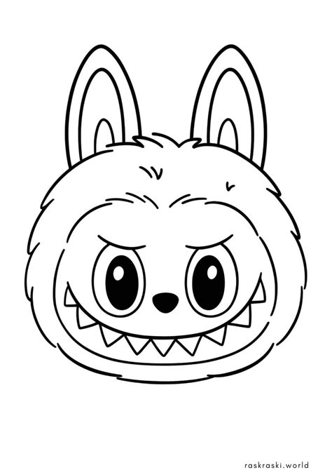 Раскраска Лицо Лабубу ⭐️ распечатать скачать бесплатно разукрашку для детей