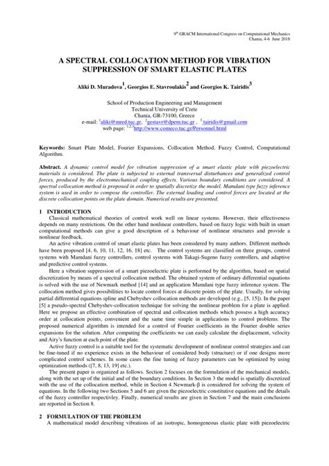 Pdf A Spectral Collocation Method For Vibration Suppression Of Smart