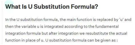 Solved What Is U Substitution Formula In The U Substitution Formula Course Hero