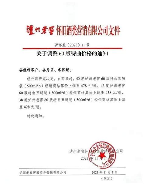 又一巨头宣布涨价刚回应称暂无提价计划 泸州老窖 公司 特曲