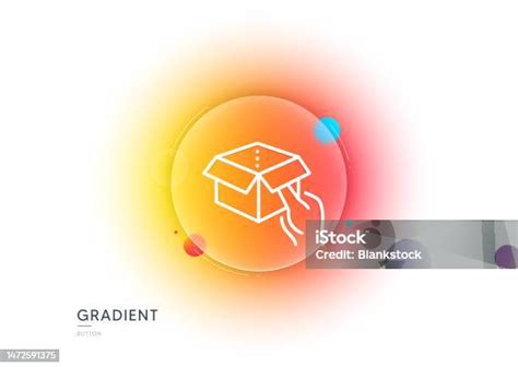 열린 상자 선 아이콘을 길게 누를 수 있습니다 배달 소포 표지판 화물 패키지 그라데이션 블러 버튼입니다 벡터 고급에 대한 스톡