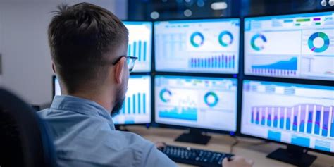 Premium Photo Cybersecurity Analyst At Desk Analyzing Data Visualizations And Risk Assessments