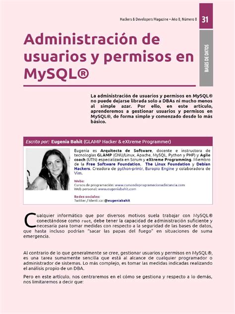 Administraci N De Usuario Y Permisos En Mysql Pdf