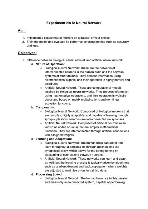 Neural Network Practical Experiment No 8 Neural Network Aim 1