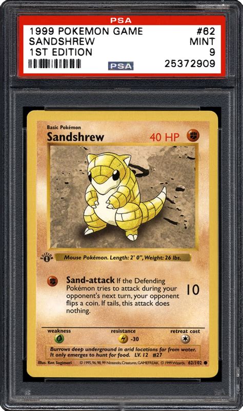 1999 Nintendo Pokemon Game Sandshrew 1st Edition Psa Cardfacts™