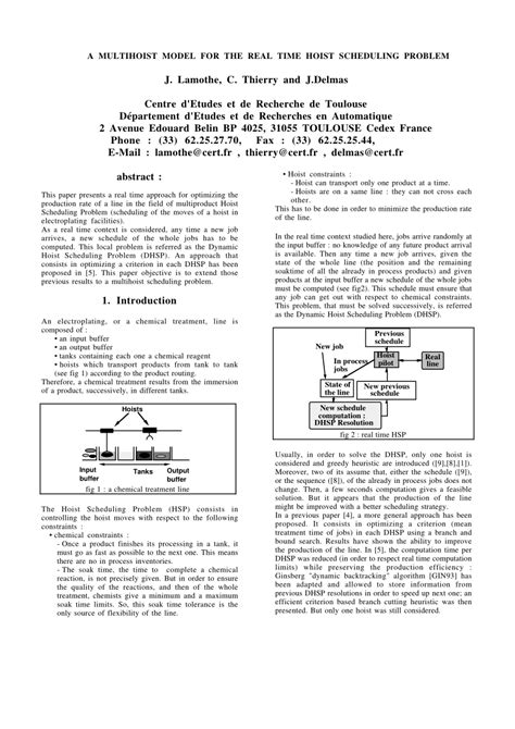 pdf a multihoist model for the real time hoist scheduling problem