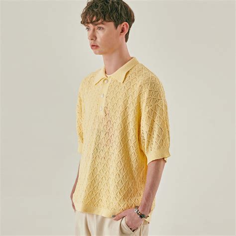 위글리 옐로우 카라 반팔 니트 감도 깊은 취향 셀렉트샵 29cm