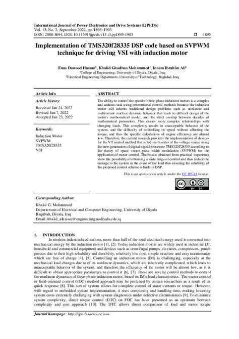 pdf implementation of tms320f28335 dsp code based on svpwm technique