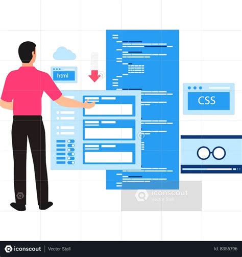 Programmer Is Coding In Css And Html Code Illustration Free Download Miscellaneous