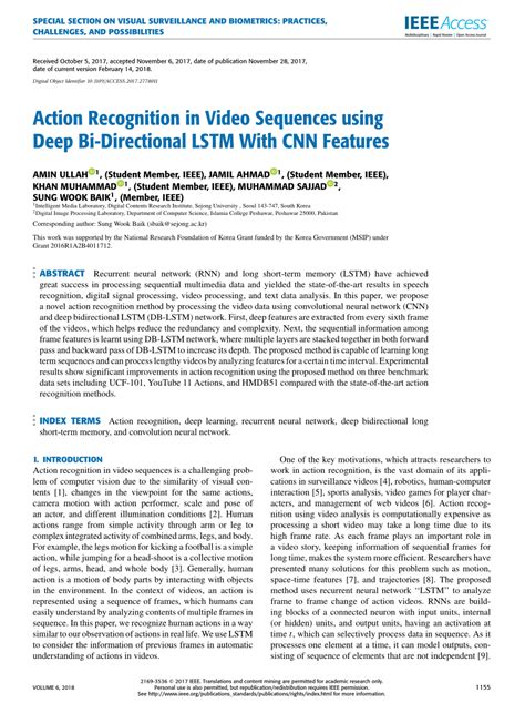 Pdf Action Recognition In Video Sequences Using Deep Bi Directional