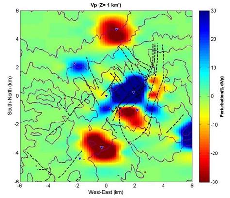 P Wave Velocity Vp At A Depth Of 1 Km Belowed The Surface Download Scientific Diagram