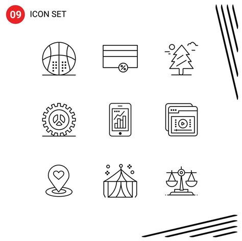 9 Universal Outline Signs Symbols Of Web Development Settings Percent Seo Canada Editable Vector