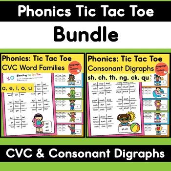 Cvc And Digraphs Summer Fun Phonics Tic Tac Toe Games Bundle Tpt