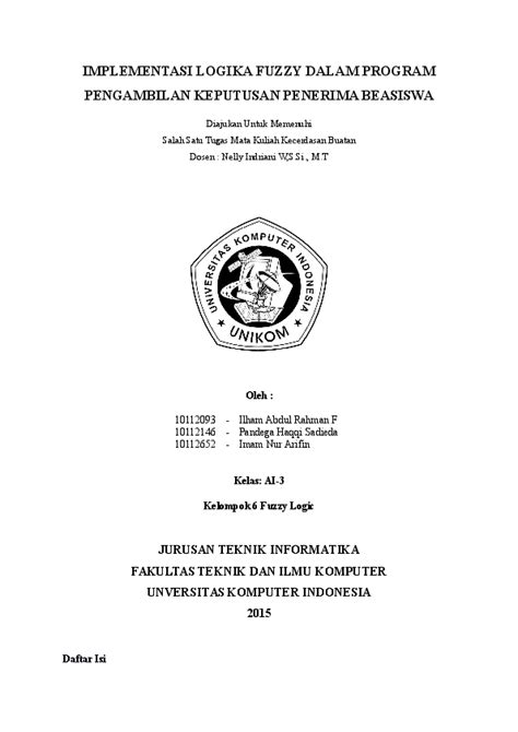 Doc Laporan Implementasi Logika Fuzzy Pengambilan Keputusan Beasiswa