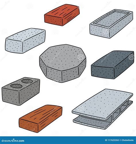 Vector Set Of Concrete Construction Block Stock Vector Illustration Of Deco Brick