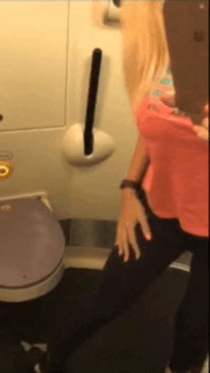 Busty Blonde Public Bathroom Strip Airplane Bathroom Chick12 Porn